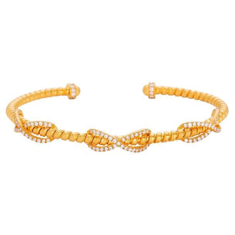 Handcrafted Triple Infinity Sign 22K Gold Bracelet with Diamonds For ...