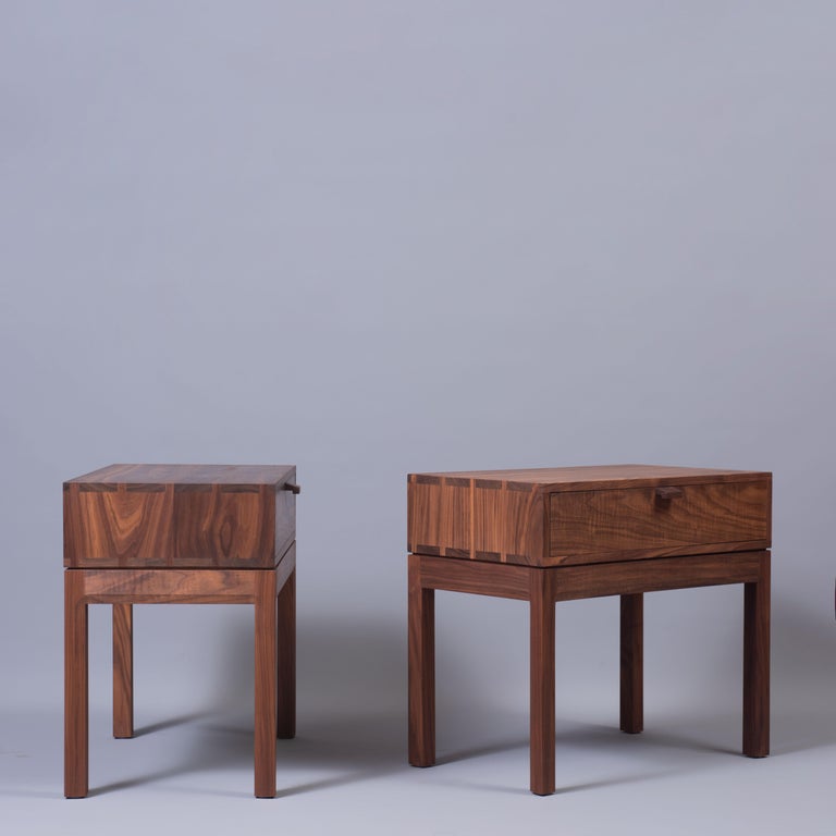 Handcrafted Walnut and Oak End / Bedside Tables For Sale at 1stDibs