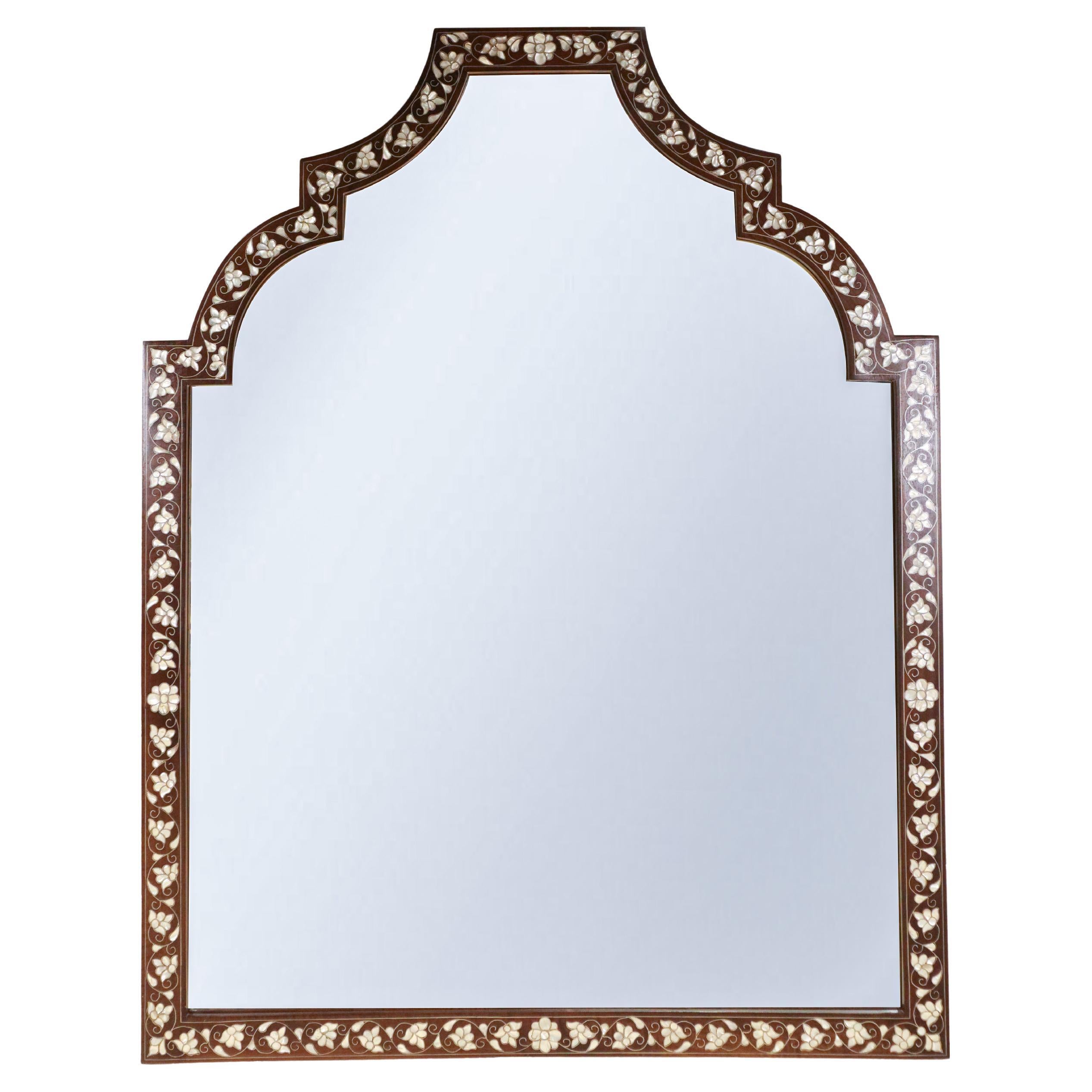 Traditional Handcrafted Mirror with Walnut Wood Frame and Mother-of ...