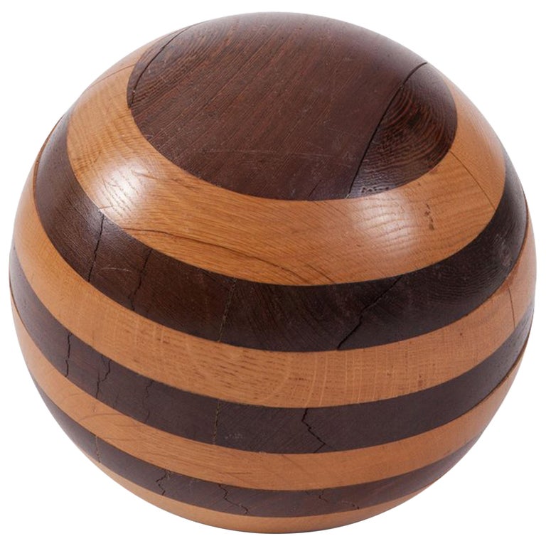Sphere in Solid Oak and Wenge, 1970s at 1stDibs