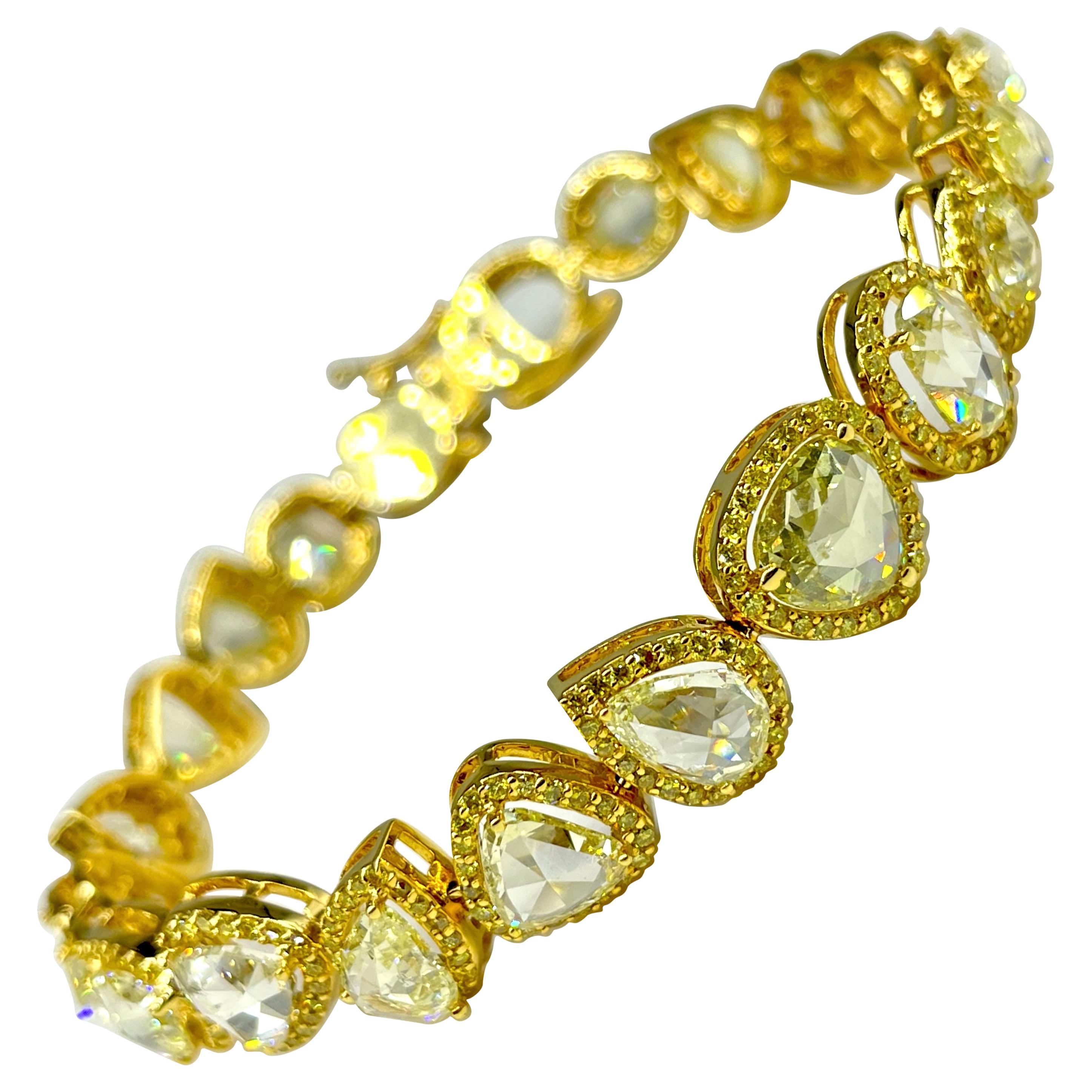 Cushion Cut Unique Yellow Diamond Bracelet at 1stDibs