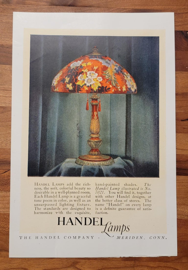 Handel Reverse Painted Bird and Flora Table Lamp For Sale at 1stDibs