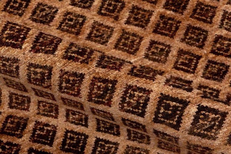 Hand Knotted Brown Modern Rug, Diamond Pattern For Sale at 1stDibs