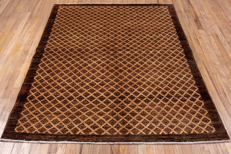 Hand Knotted Brown Modern Rug, Diamond Pattern For Sale at 1stDibs