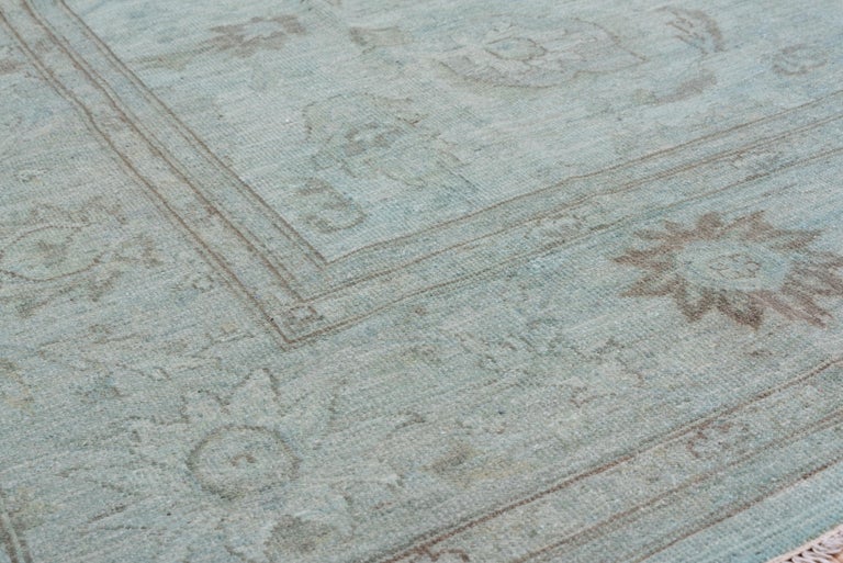Handknotted Turquoise Overdyed Rug with a Large Scale Motifs, Pakistan ...