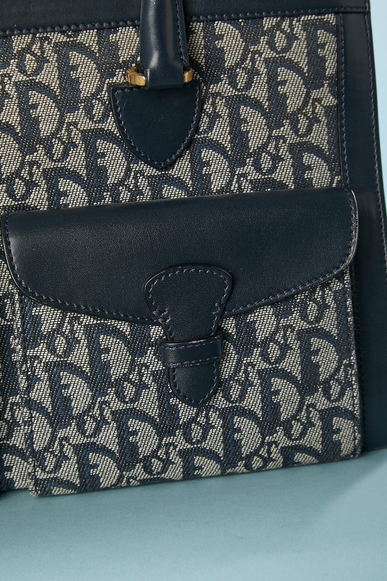 Handle bag in monogram canevas and navy leather Christian Dior ...