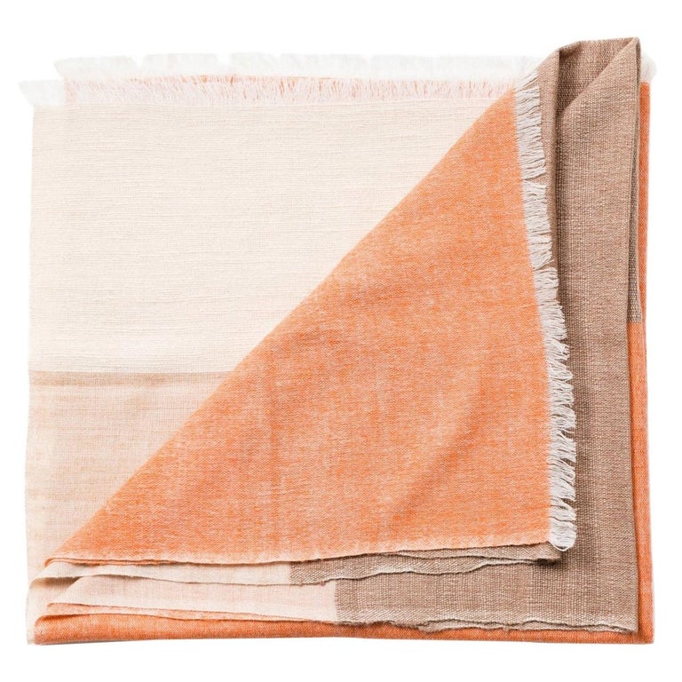 Handloom Chestnut Color Block Bedspread King Size in Soft Merino For ...
