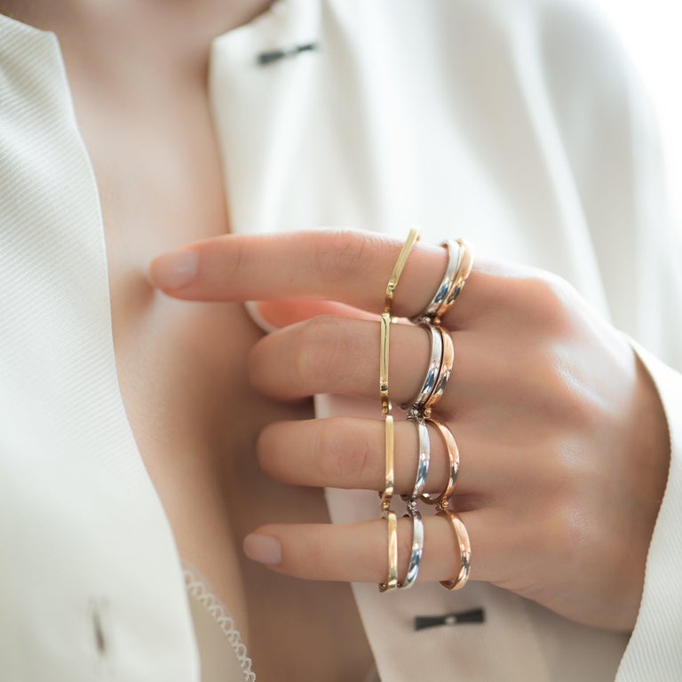 Handmade 18 Karat Yellow Gold Round Four-Finger Ring For Sale at ...