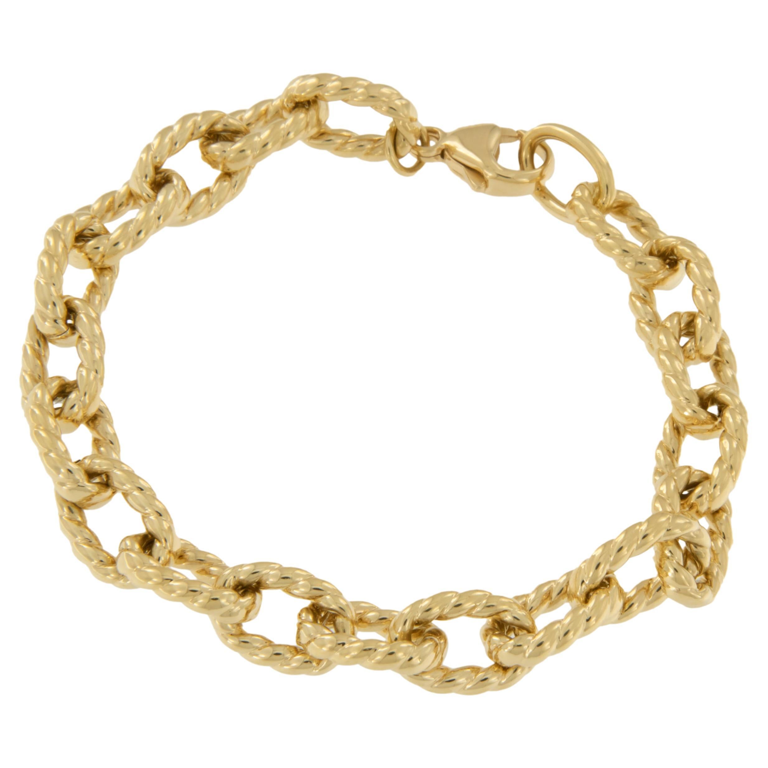 Chunky 18 Karat Yellow Gold Curb Link Bracelet at 1stDibs