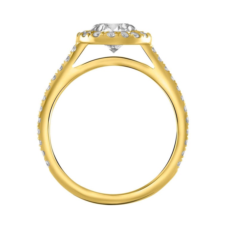 Handmade 18k Yellow Gold and 0.90ct GIA Certified Diamond Surround ...