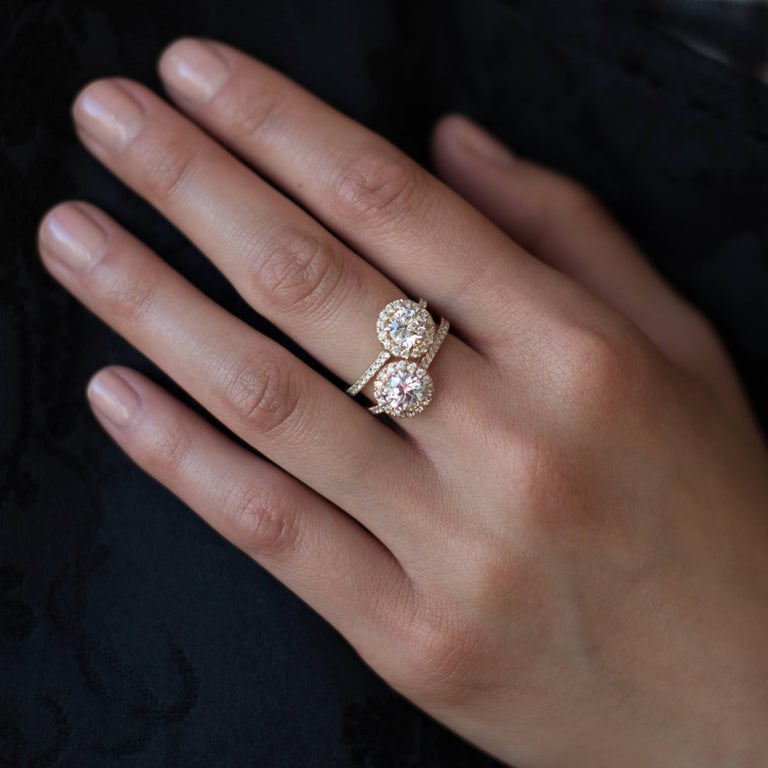 Handmade 18k Yellow Gold and 0.90ct GIA Certified Diamond Surround ...