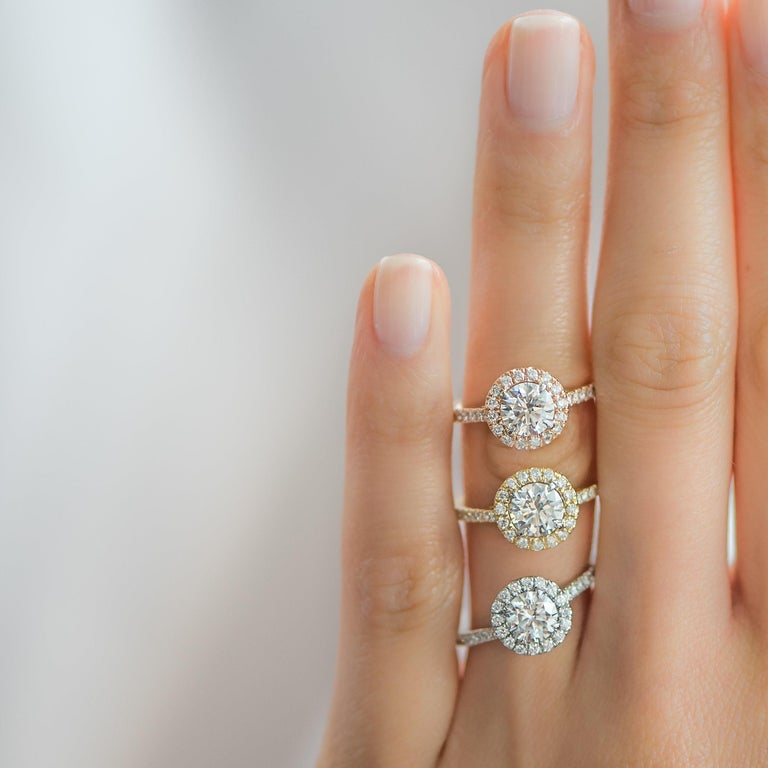 Handmade 18k Yellow Gold and 0.90ct GIA Certified Diamond Surround ...