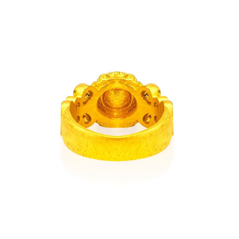Customizable Handmade 24K Gold Byzantine Style Ring with Rose Cut ...