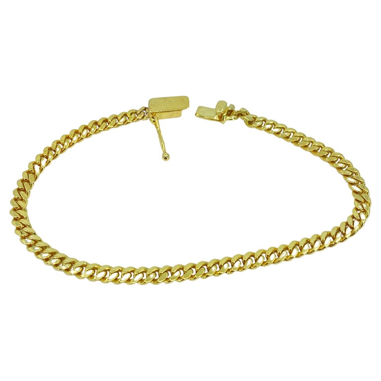 Handmade 4mm Miami Cuban Link Solid Yellow Gold Bracelet For Sale at ...