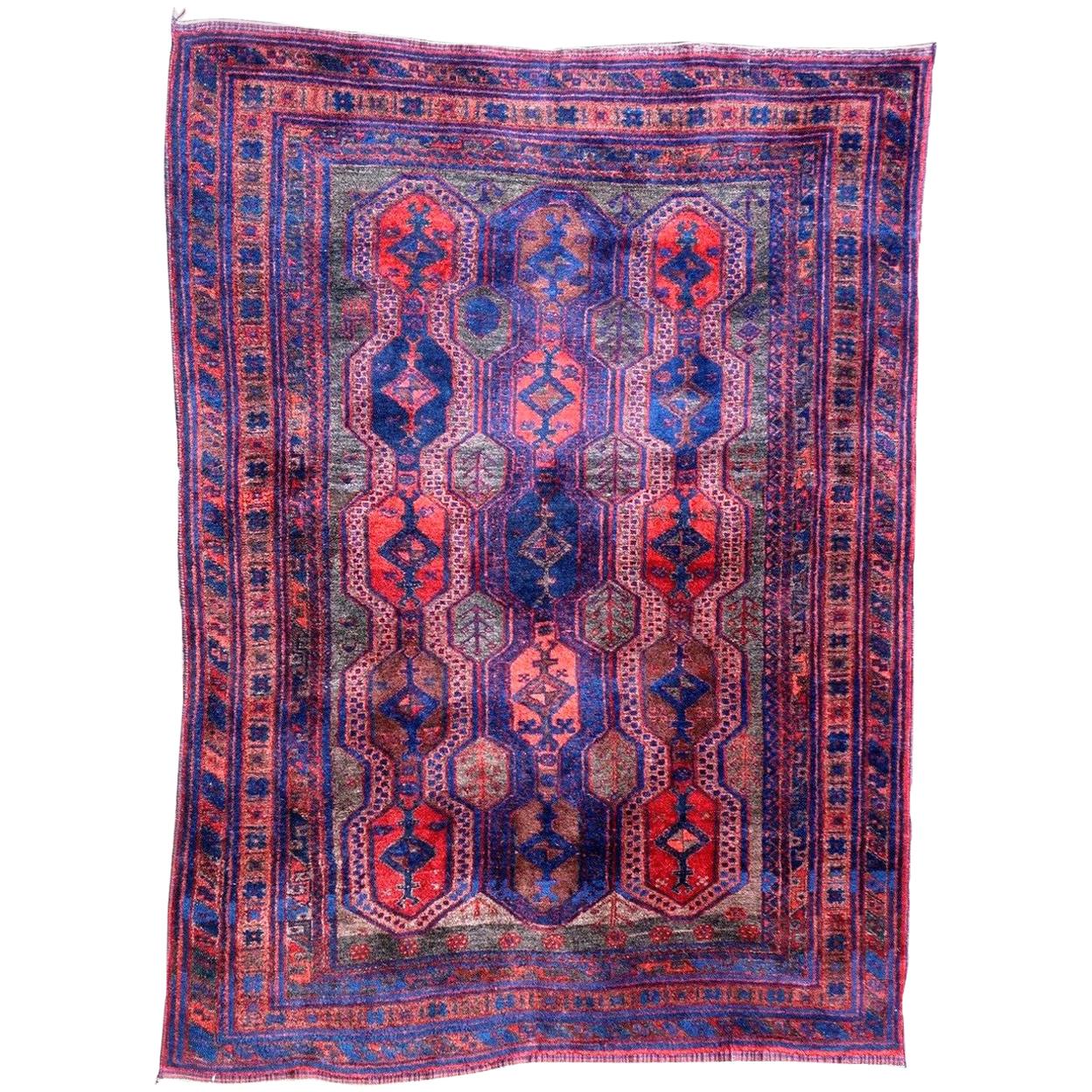 Handmade Antique Collectible Afghan Baluch Rug, 1900s, 1E02 For Sale at ...