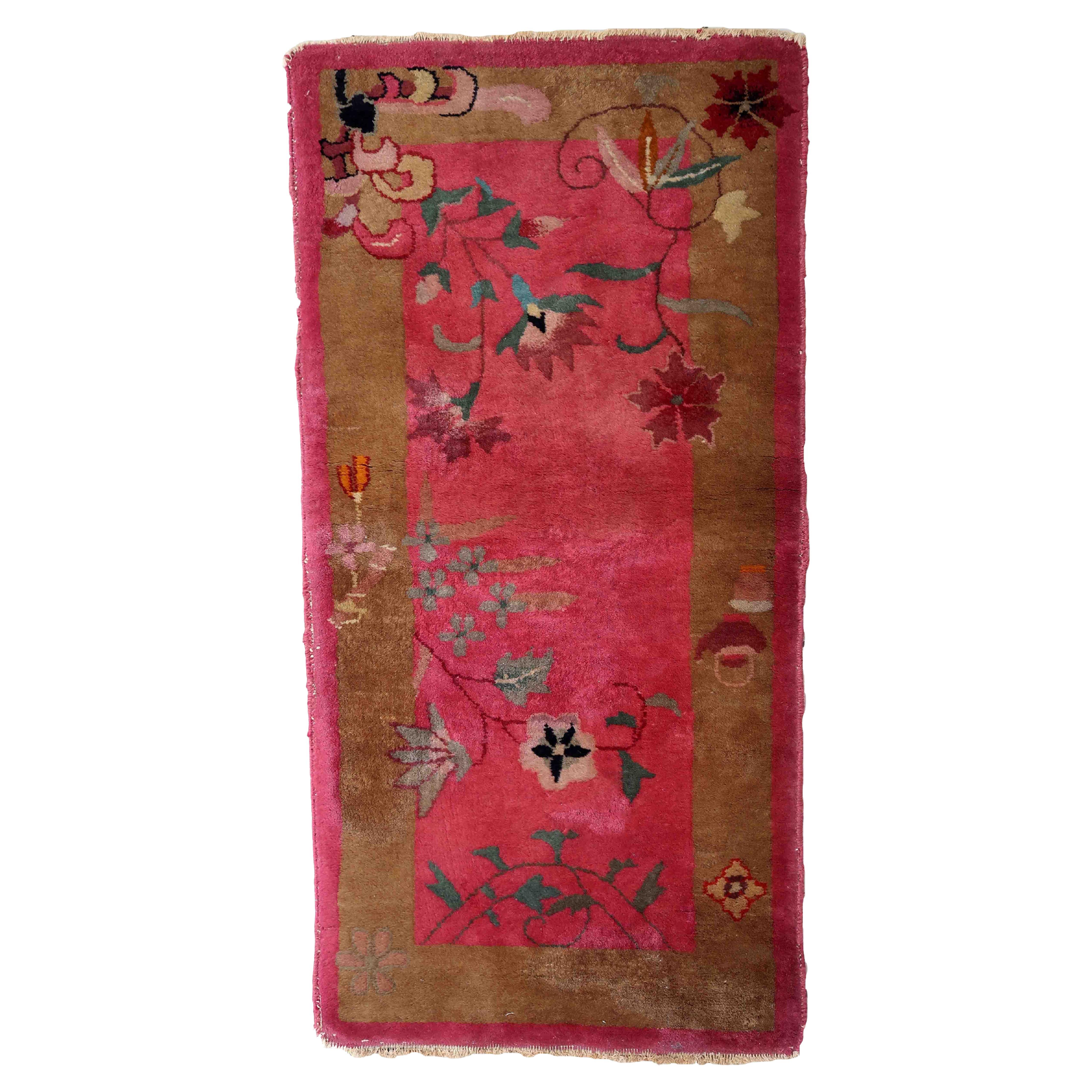 Handmade Antique Art Deco Chinese Rug, 1920s, 1B906 For Sale at 1stDibs
