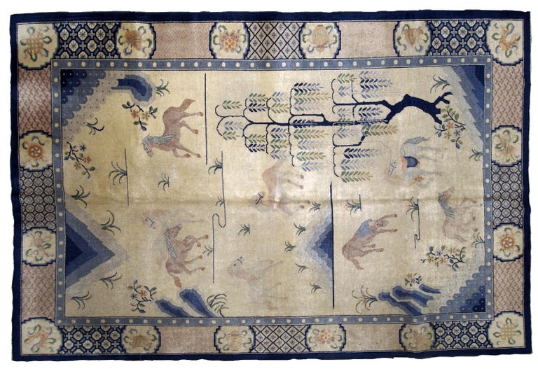 Handmade Antique Art Deco Chinese Rug, 1930s, 1B720 at 1stDibs