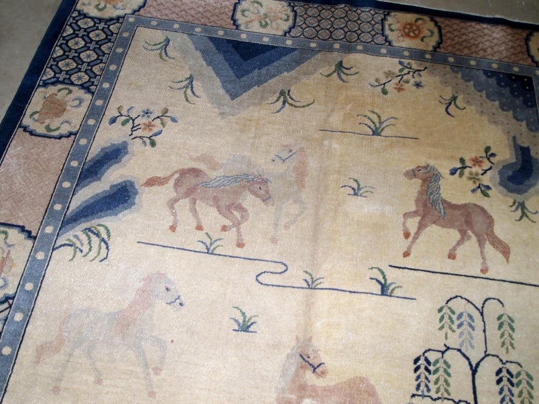 Handmade Antique Art Deco Chinese Rug, 1930s, 1B720 at 1stDibs