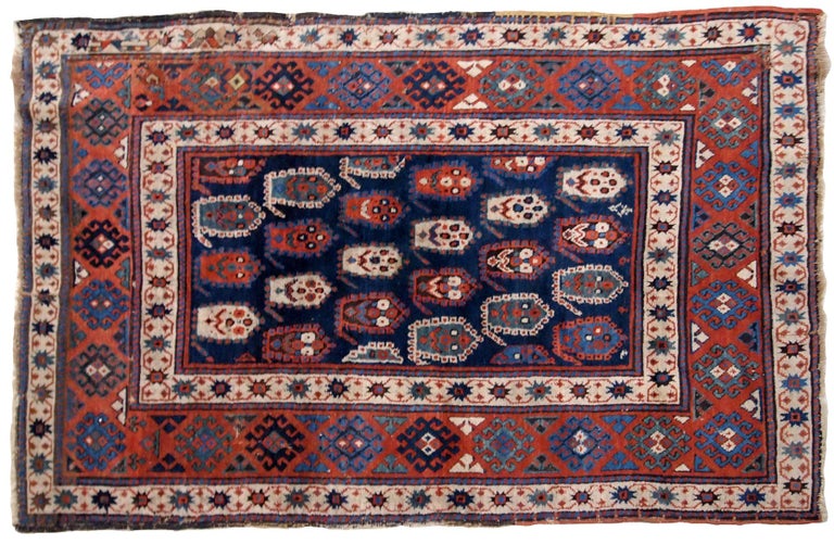 Handmade Antique Caucasian Kazak Rug, 1870s, 1B665 For Sale at 1stDibs