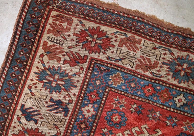 Handmade Antique Caucasian Kazak Rug, 1880s, 1B758 For Sale at 1stDibs