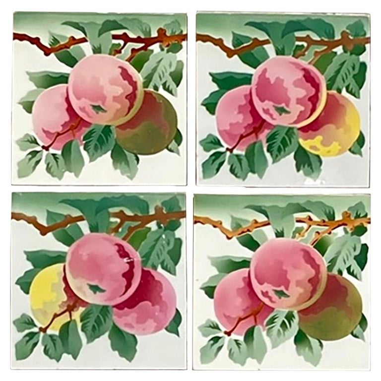 Handmade Antique Ceramic Apple Tiles, Belgium, Europe, 1920s For Sale ...