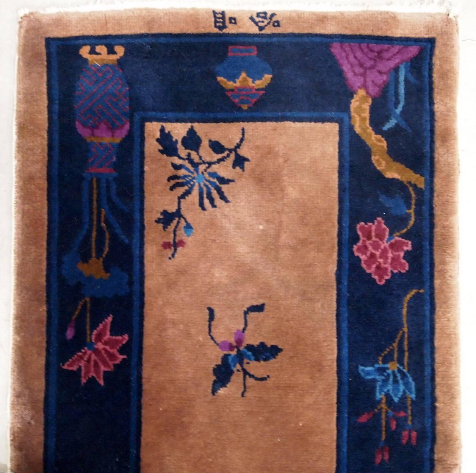 Handmade Antique Chinese Art Deco Rug, 1920s at 1stDibs