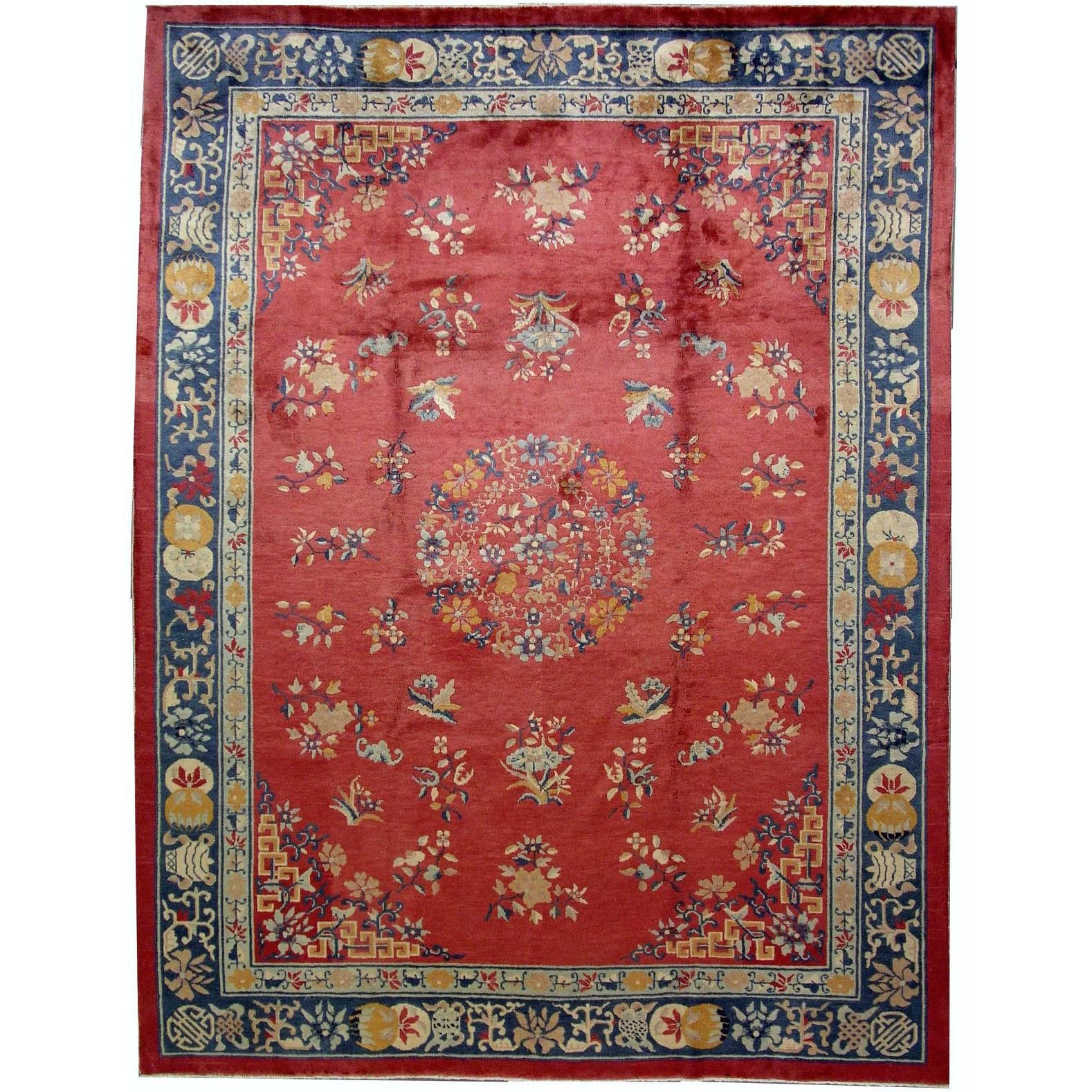 Handmade Antique Art Deco Chinese Rug, 1930s, 1B720 at 1stDibs