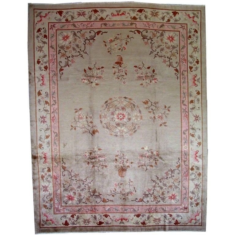 Handmade Antique Chinese Art Deco Rug, 1930s, 1L08 at 1stDibs