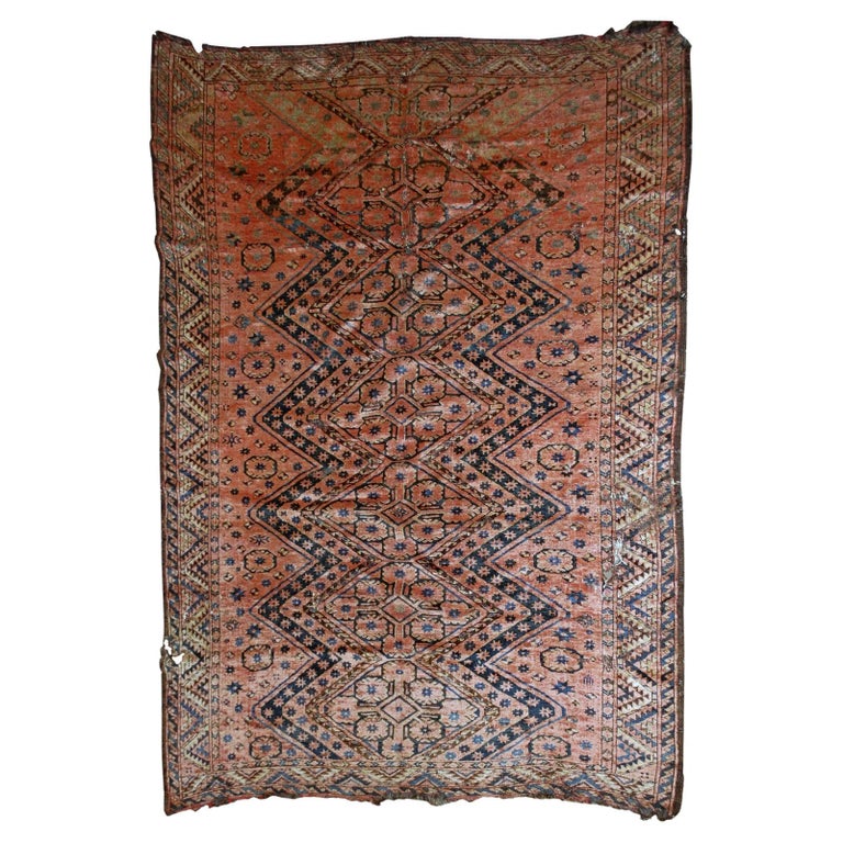 Handmade Antique Collectible Uzbek Beshir Rug, 1900s, 1B534 For Sale at ...