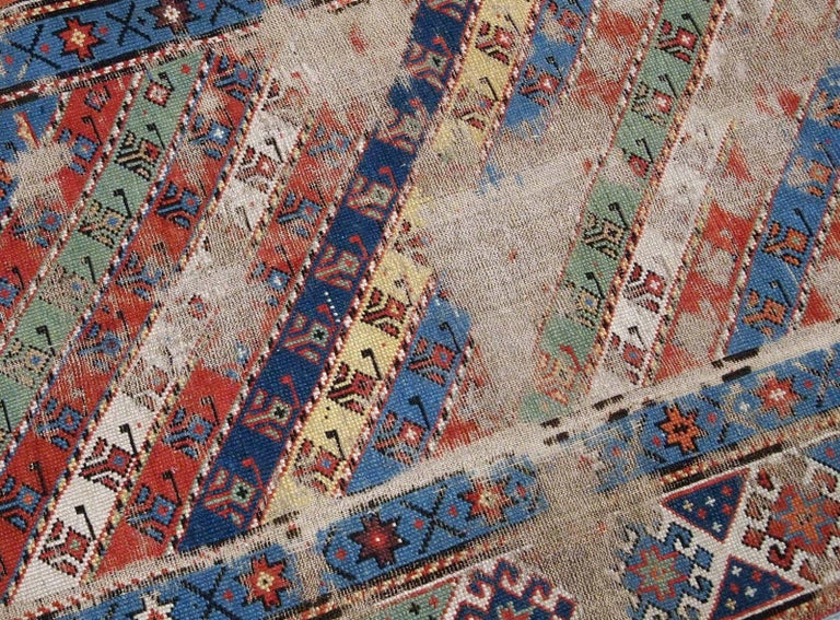 Handmade Antique Distressed Caucasian Gendje Rug, 1870s, 1B717 For Sale ...