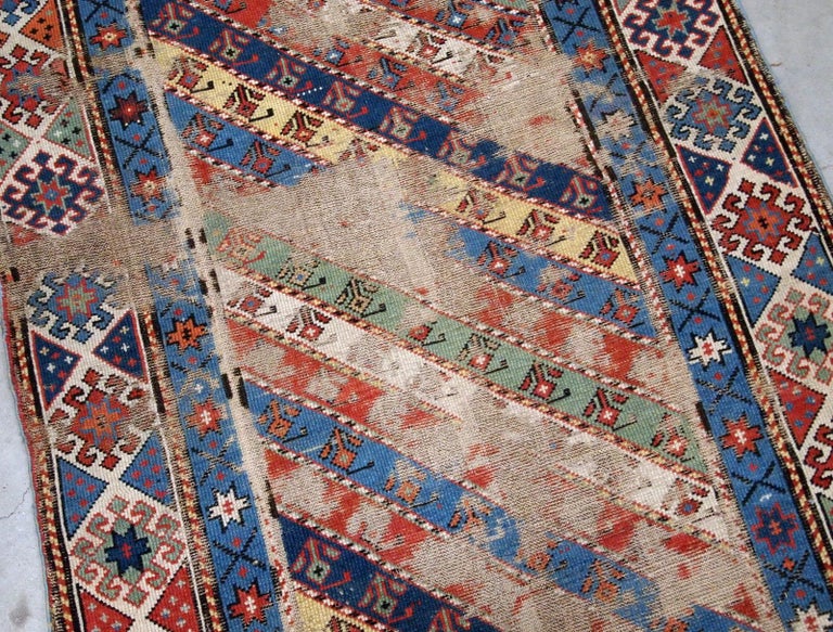Handmade Antique Distressed Caucasian Gendje Rug, 1870s, 1B717 For Sale ...