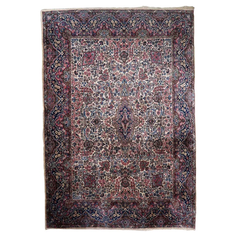 Handmade Antique Kerman Style Rug, 1930s, 1c915 For Sale at 1stDibs