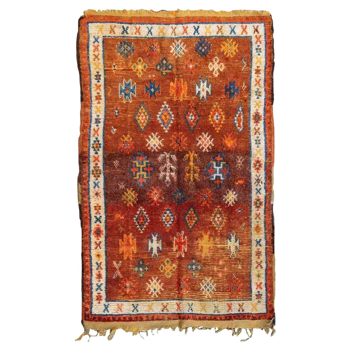 Handmade Vintage Algerian Berber Rug, 1970s, 1C404 For Sale at 1stDibs