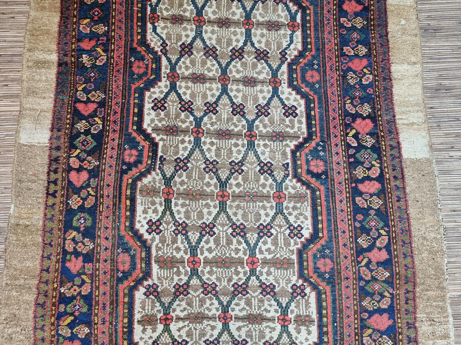 Handmade Antique Persian Style Camel Hair Runner Rug 4' x 14.4', 1900s ...