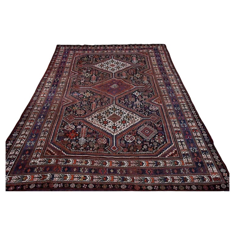 Handmade Antique Persian Style Khamseh Rug, 1920s 1F24 For Sale at 1stDibs