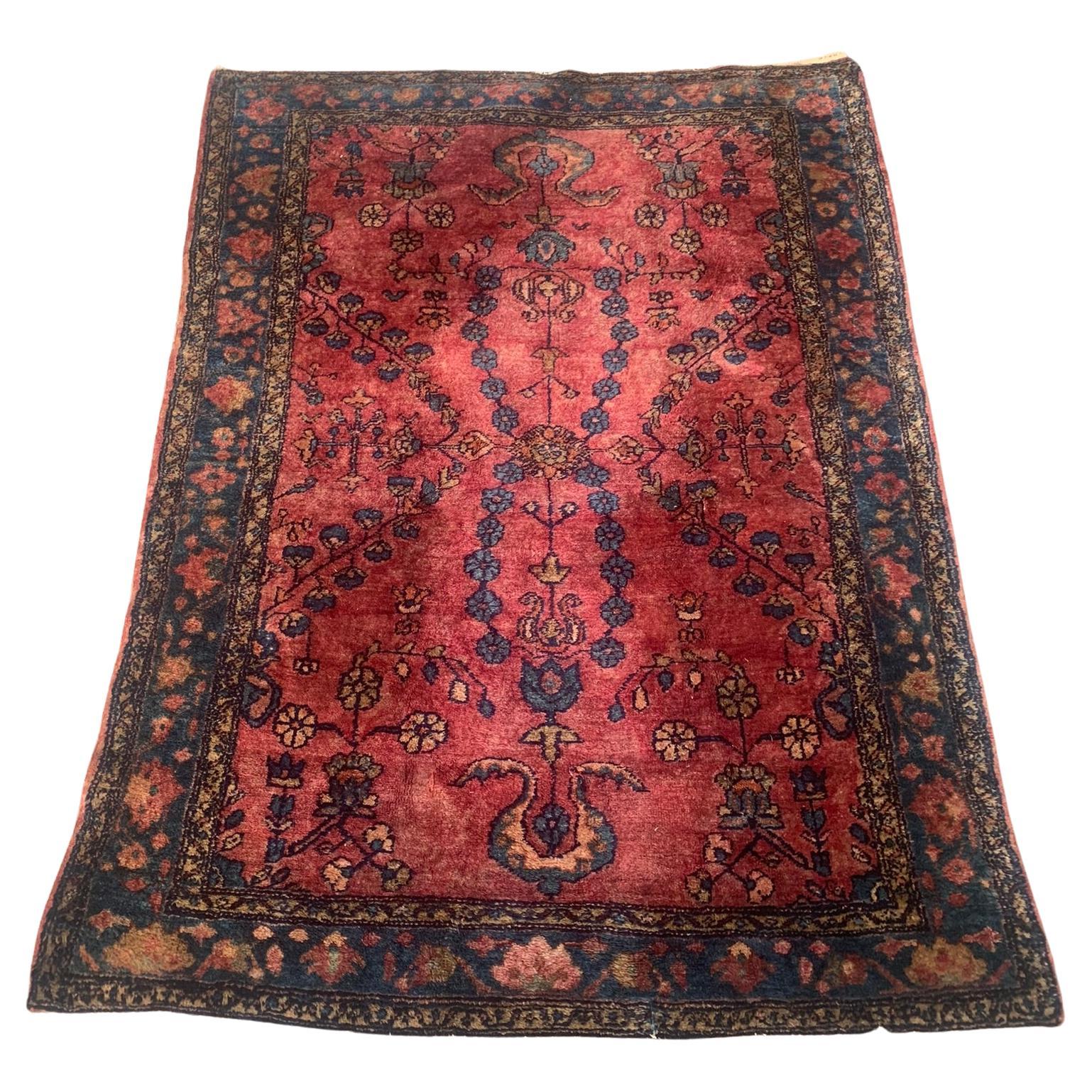 Handmade Antique Persian Style Lilihan Rug 3.7' x 5.2', 1920s - 2B04 ...