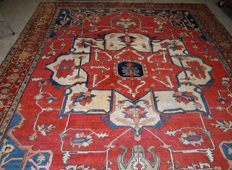 Handmade Antique Serapi Style Rug, 1880s, 1B798 For Sale at 1stDibs