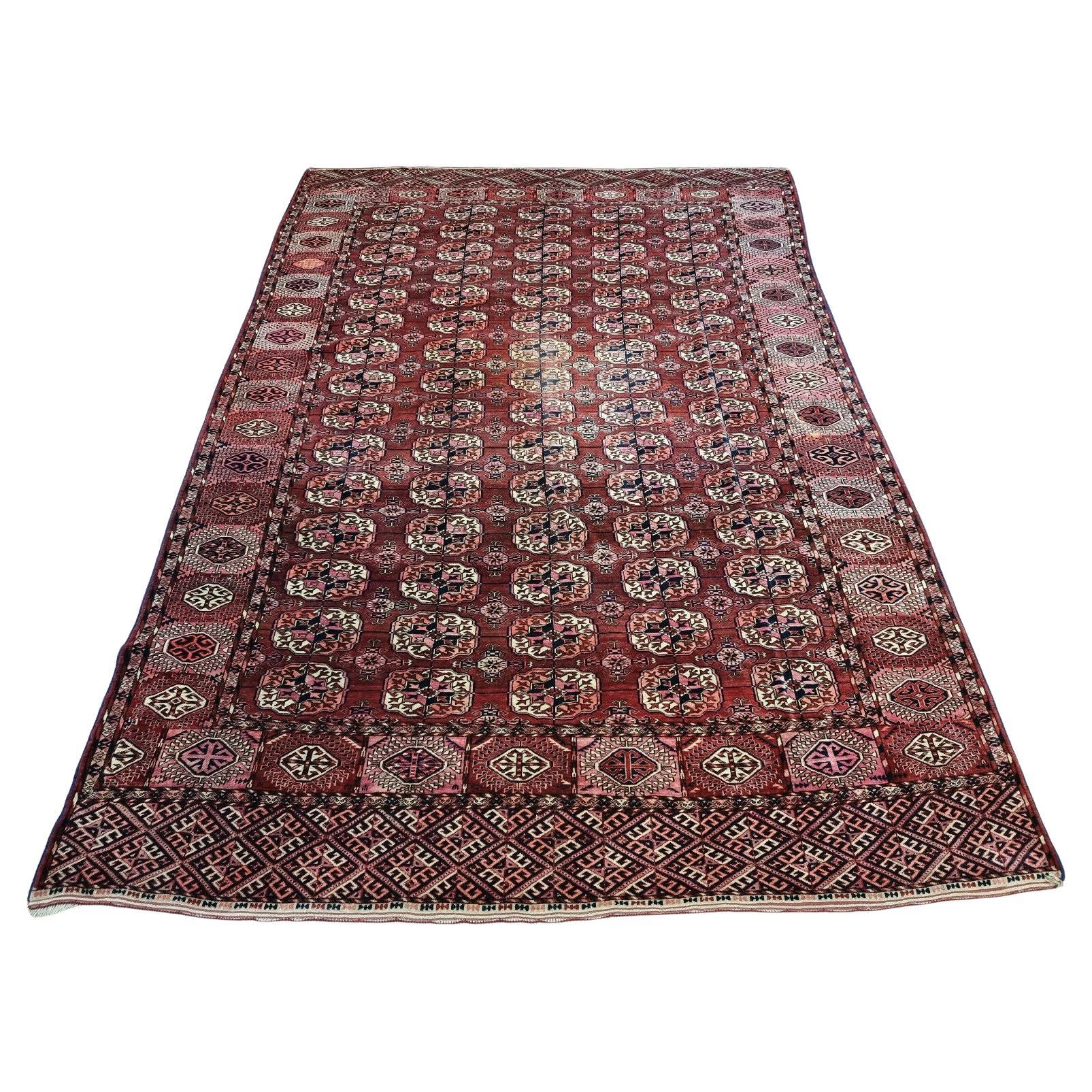 Handmade Vintage Turkmen Tekke Rug, 1970s, 1C631 For Sale at 1stDibs