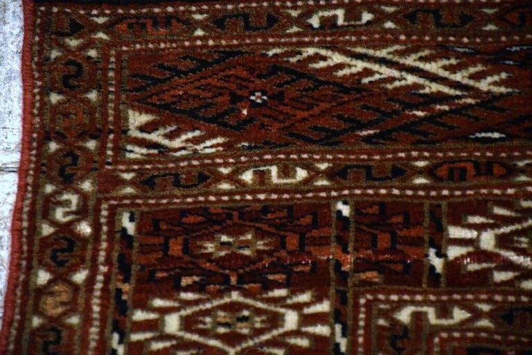 Handmade Antique Uzbek Bukhara Rug 1920s, 1g34 For Sale at 1stDibs