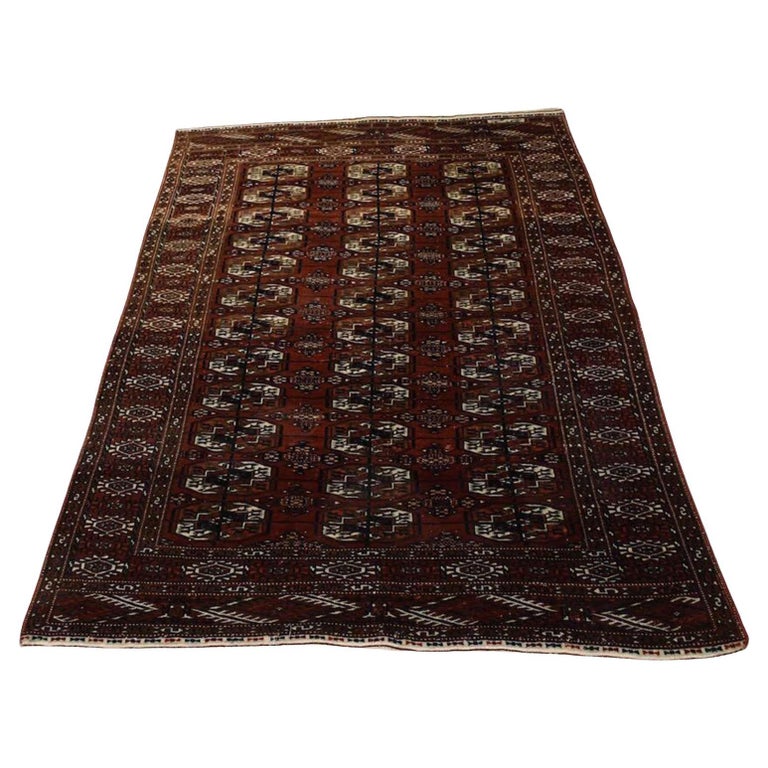 Handmade Antique Uzbek Bukhara Rug 1920s, 1g34 For Sale at 1stDibs