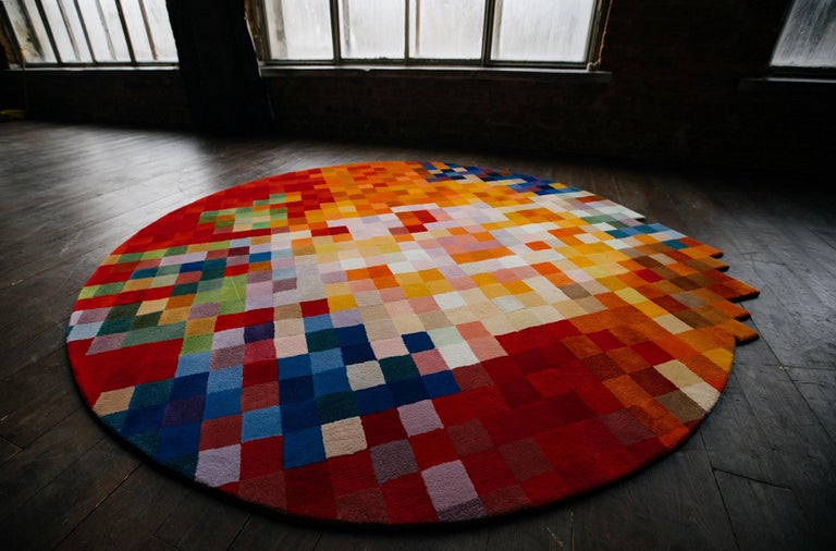 Handmade Art Round Rug from New Zealand Wool, Golden Island For Sale at ...