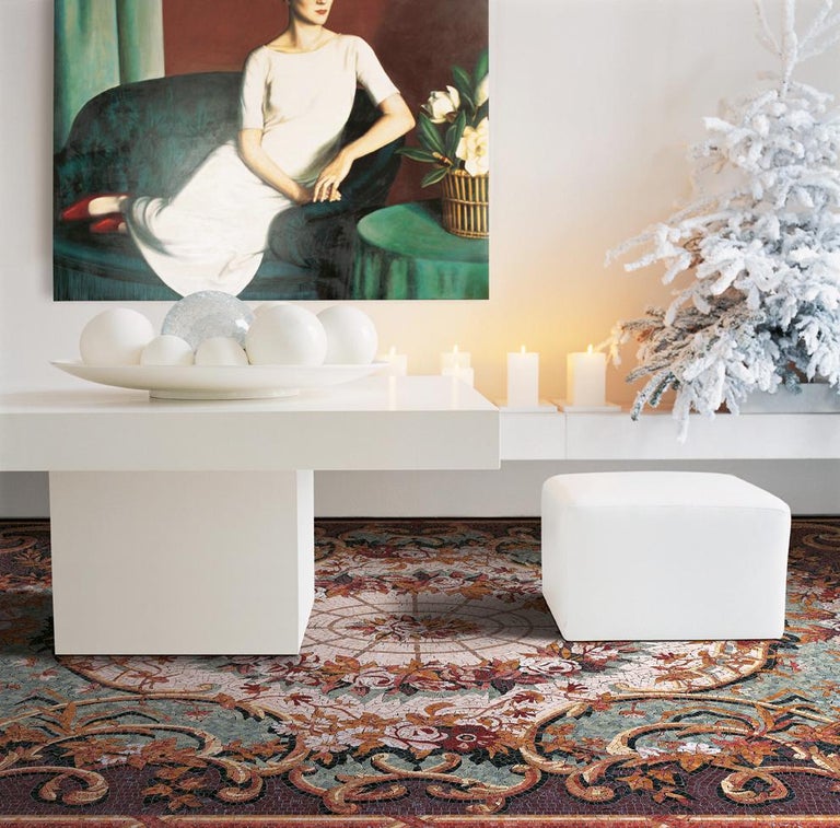 Handmade Artistic Marble Mosaic Rug Dimension and Colors Customizable ...