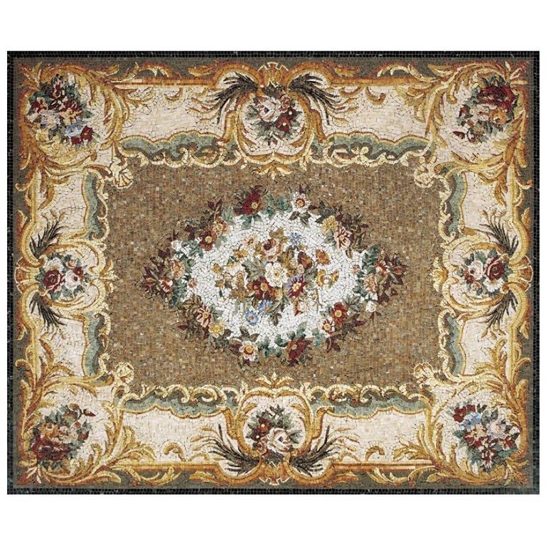 Handmade Artistic Marble Mosaic Rug Dimension and Colors Customizable ...