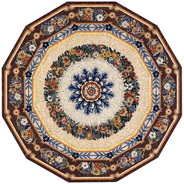 Handmade Artistic Marble Mosaic Rug Dimension and Colors Customizable ...