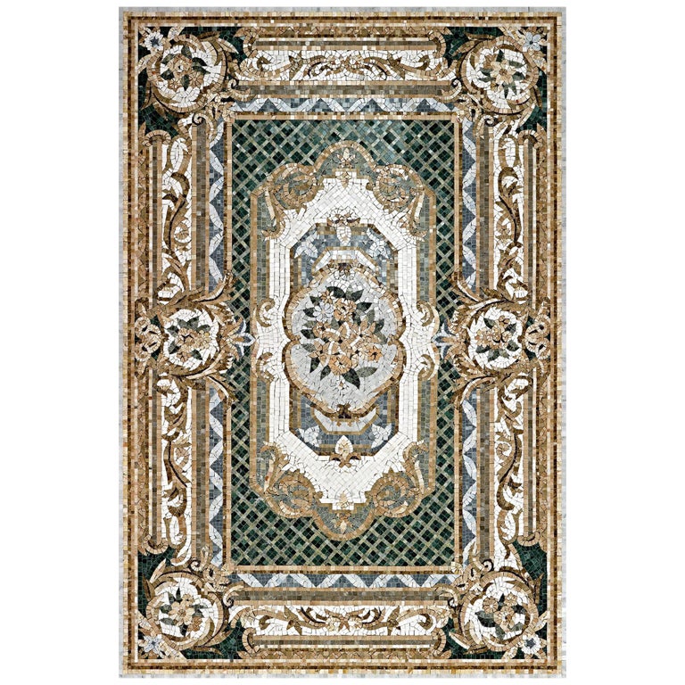 Handmade Artistic Marble Mosaic Rug Dimension and Colors Customizable ...
