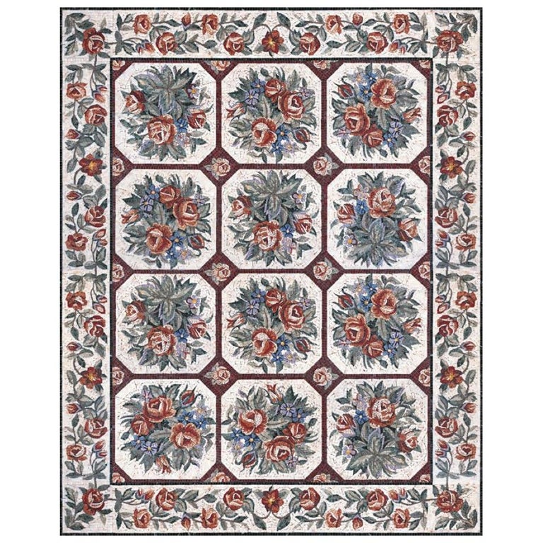 Handmade Artistic Marble Mosaic Rug Dimension and Colors Customizable ...