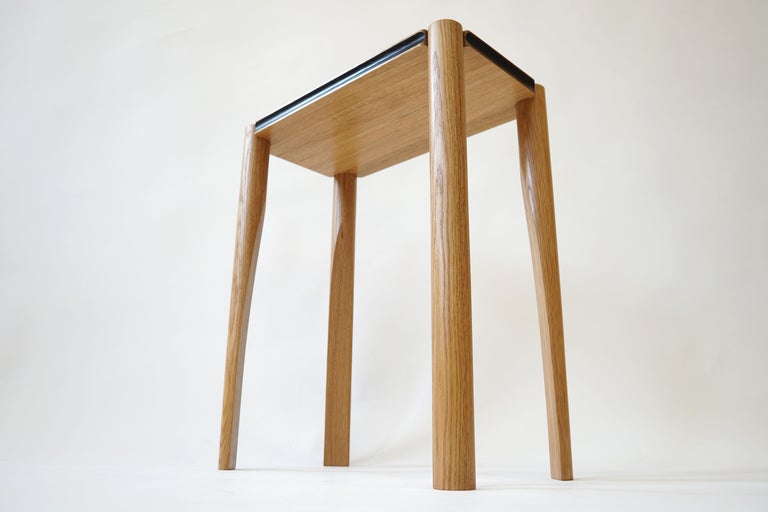 Aviateur Side Table, Handcrafted in White Oak, Accented Cove in Black ...