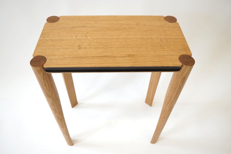 Aviateur Side Table, Handcrafted in White Oak, Accented Cove in Black ...