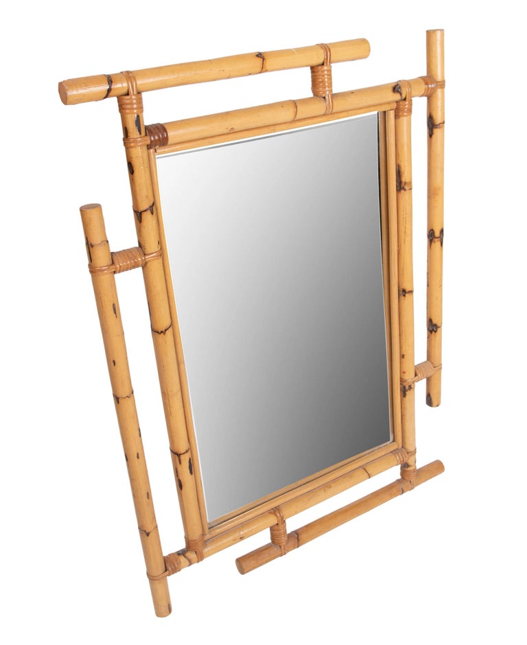 Handmade Bamboo Wall Mirror For Sale at 1stDibs