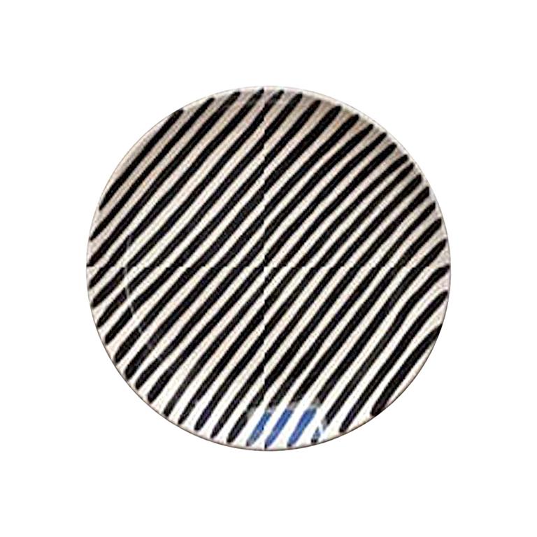 Handmade Black and White Stripe Ceramic Salad Plates, in Stock at 1stDibs